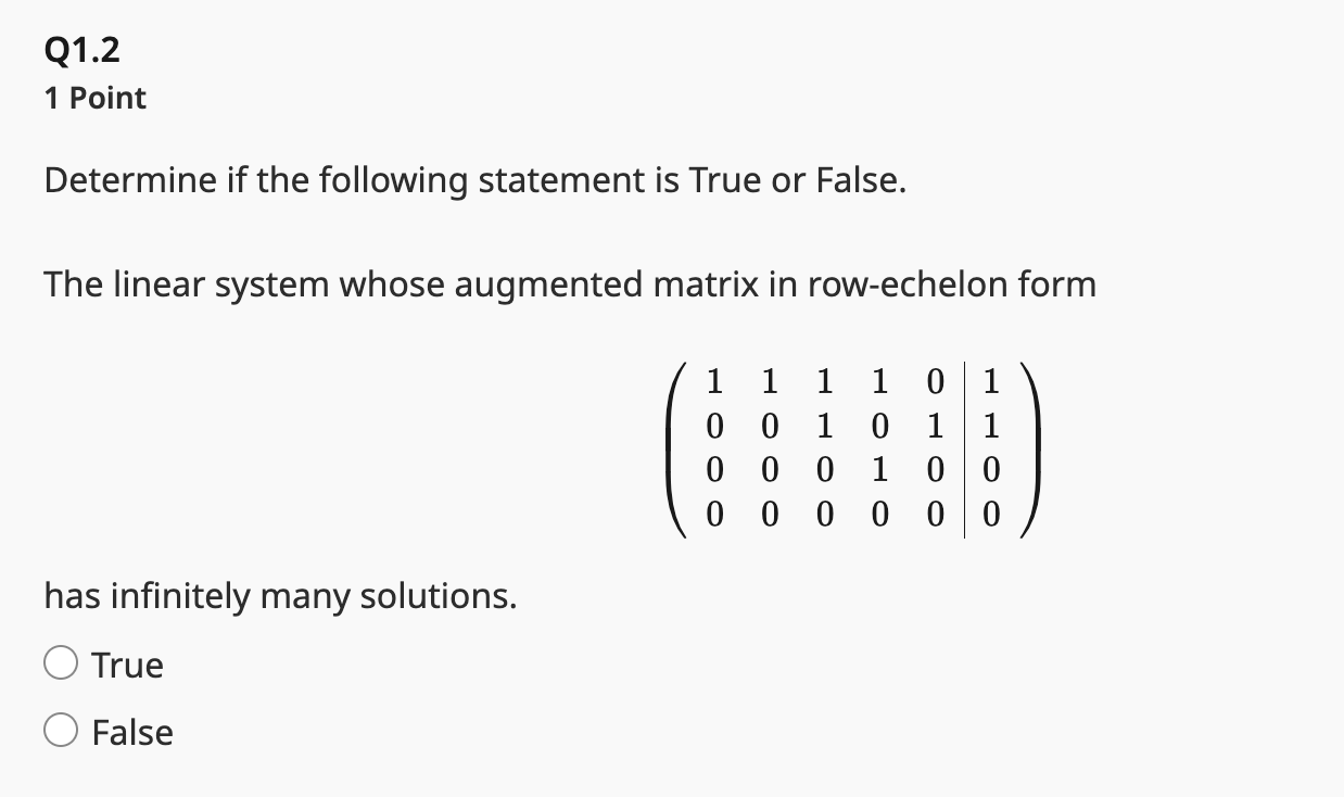Solved Q1.21 ﻿PointDetermine if the following statement is | Chegg.com