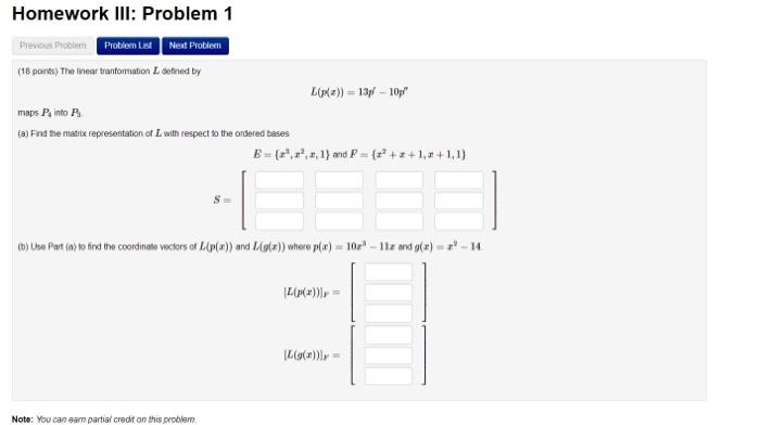 Solved (15 poents) The linear tranformation L sofned by | Chegg.com