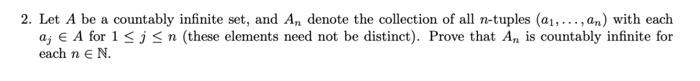 Solved 2. Let A be a countably infinite set, and A, denote | Chegg.com