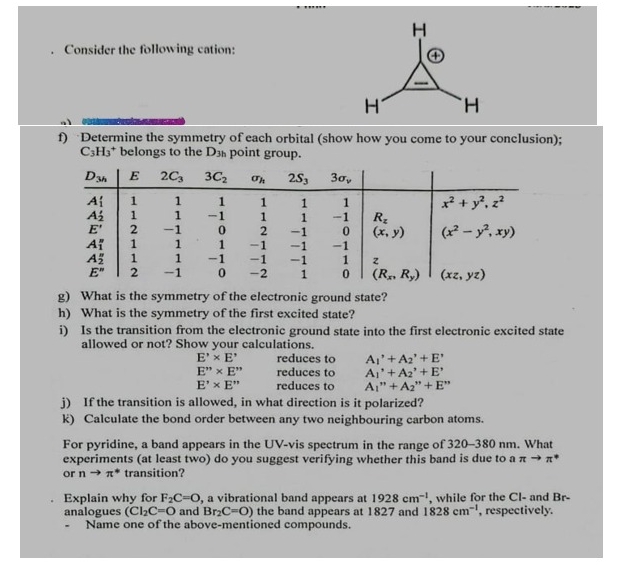 Solved Consider the following cation:f) ﻿Determine the | Chegg.com