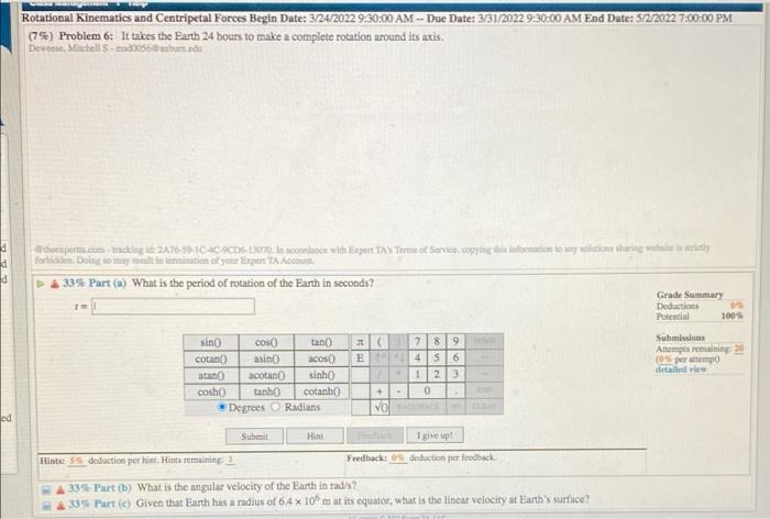 Solved Rotational Kinematics and Centripetal Forces Begin | Chegg.com