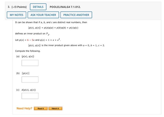 Solved It can be shown that if a,b, and c are distinct real | Chegg.com
