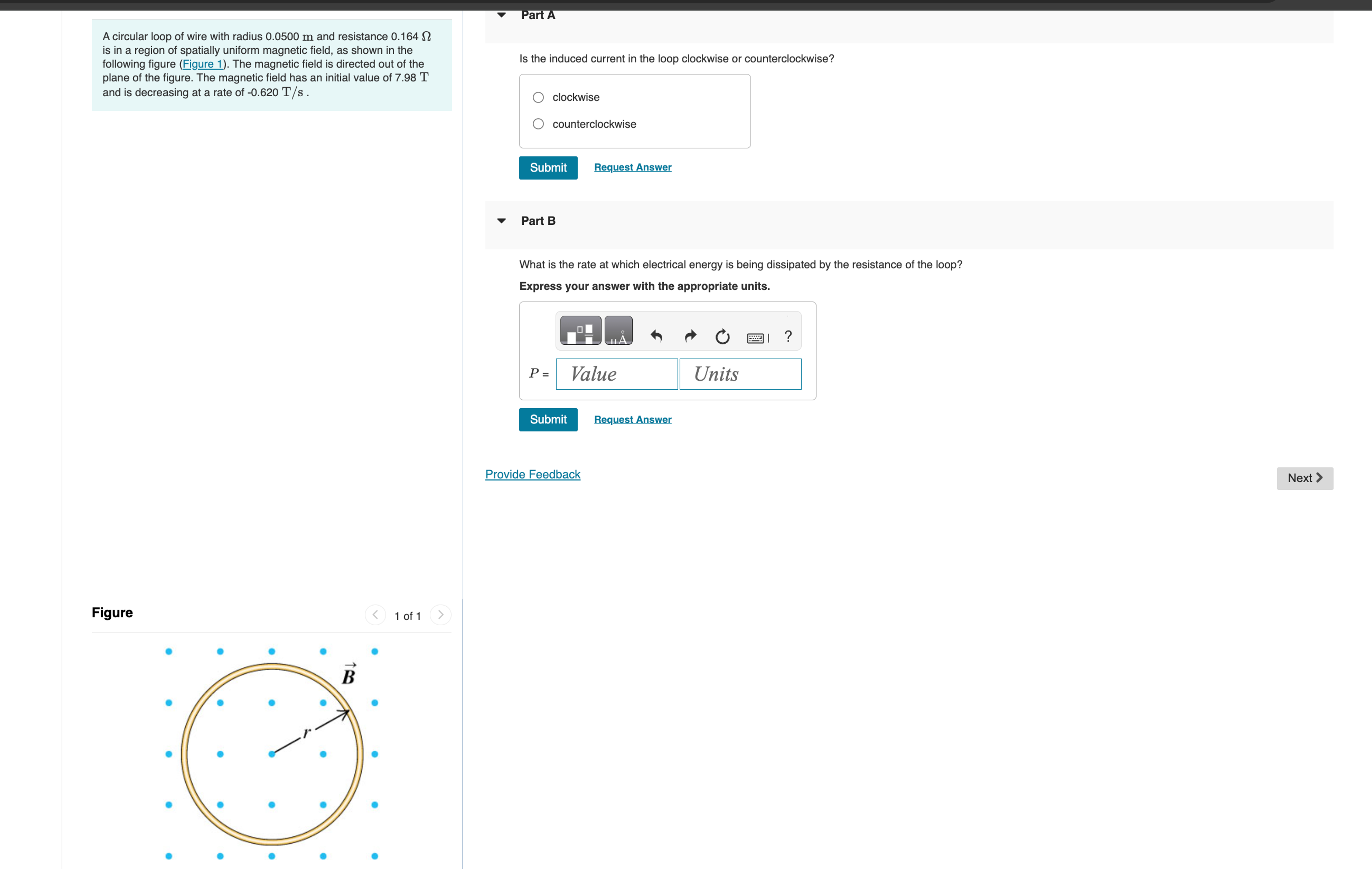 Solved A circular loop of wire with radius 0.0500m ﻿and | Chegg.com