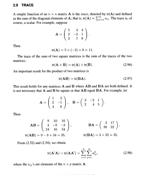 Solved at TIT an 2.36 Show that tr(A'A) = tr(AA') = [ijaz; | Chegg.com