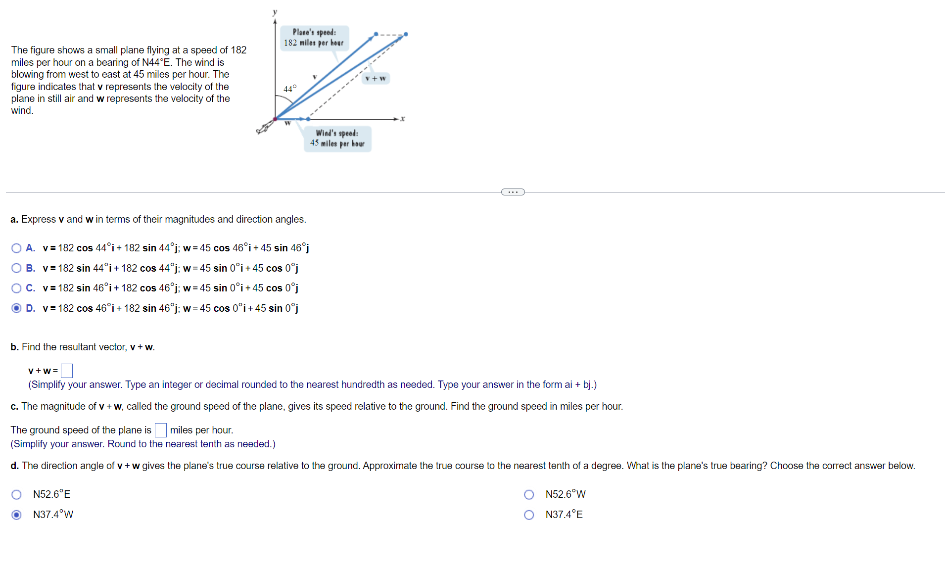 Solved a. ﻿Express v ﻿and w ﻿in terms of their magnitudes | Chegg.com