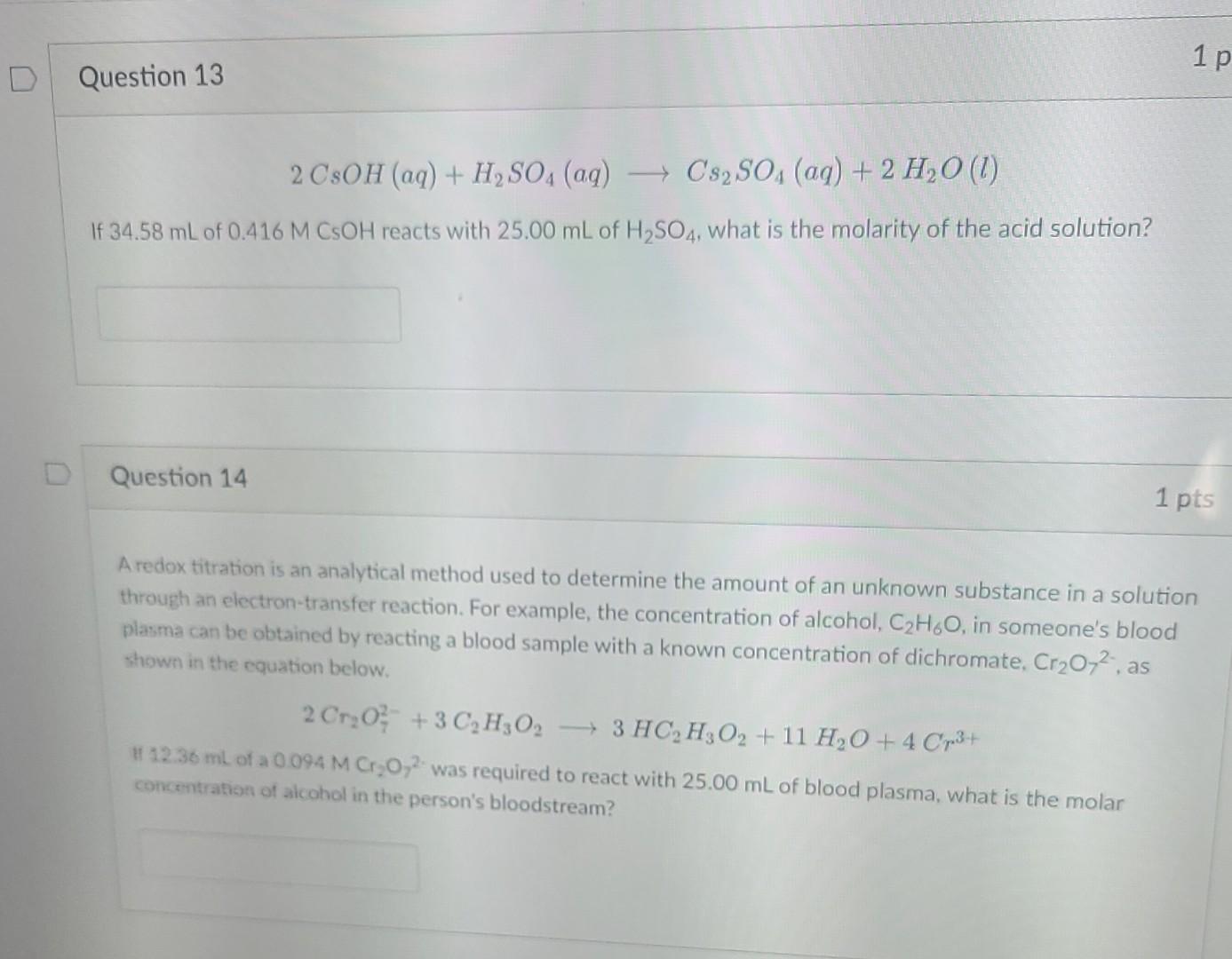 Solved 1- 2C OH ( aq ) + H₂SO4 ( an ) Ca2SO4 ( aq ) + 2 H₂O | Chegg.com