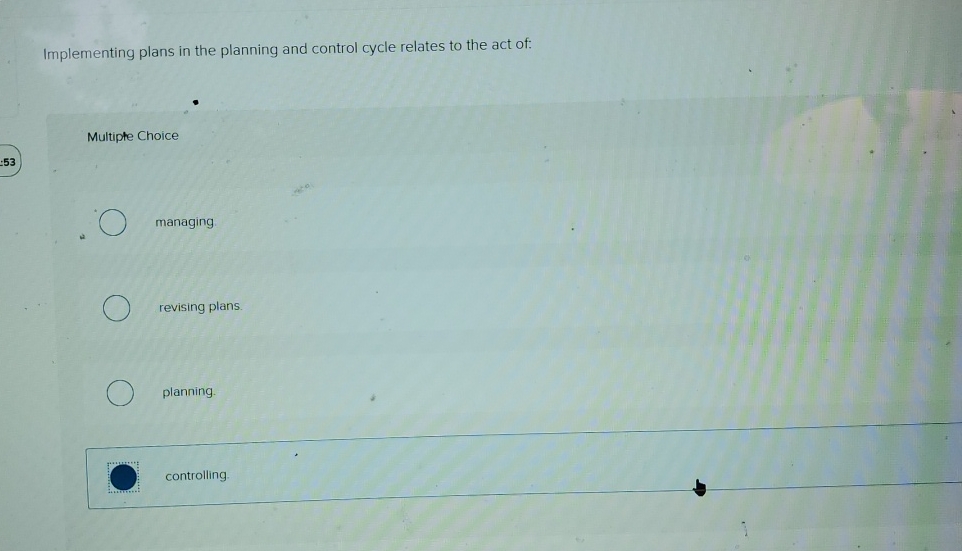 Solved Implementing plans in the planning and control cycle | Chegg.com