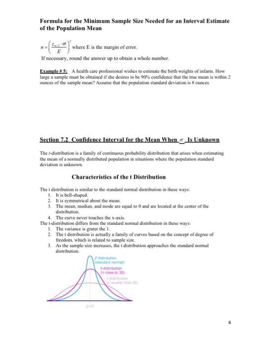 Solved Formula for the Minimum Sample Size Needed for an | Chegg.com