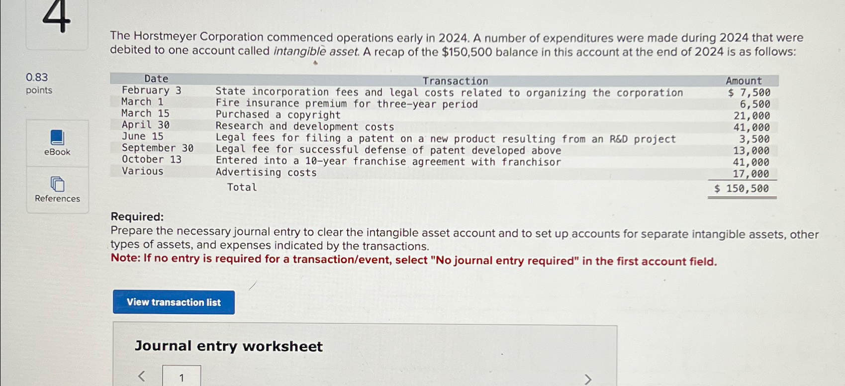 Solved The Horstmeyer Corporation commenced operations early | Chegg.com
