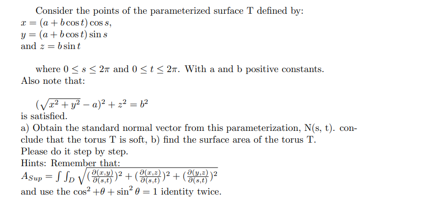 Solved Consider the points of the parameterized surface T | Chegg.com