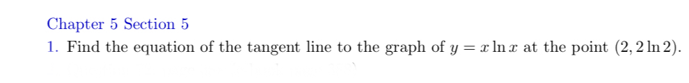 Solved Chapter 5 ﻿Section 5Find the equation of the tangent | Chegg.com