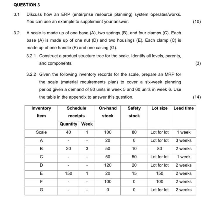 Solved 3.1 Discuss how an ERP (enterprise resource planning) | Chegg.com