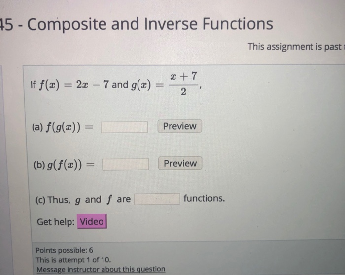 Solved 45 - Composite and Inverse Functions This assignment | Chegg.com