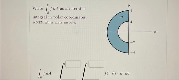Solved Write Isa f dA as an iterated. integral in polar | Chegg.com