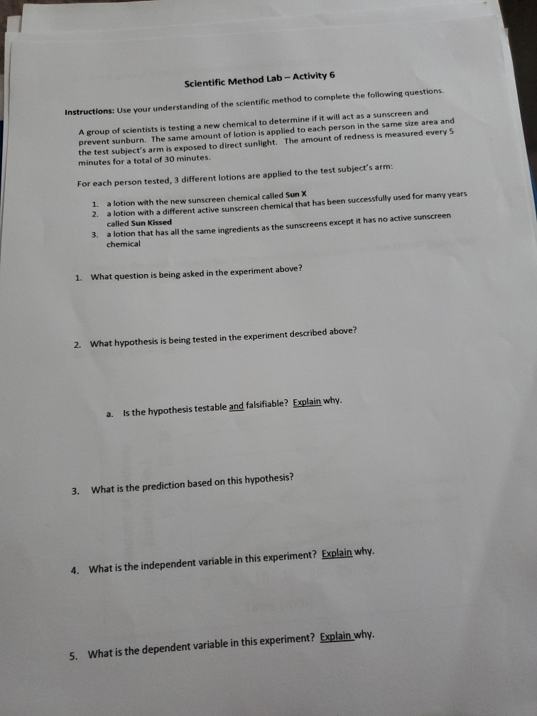 Solved Scientific Method Lab - Activity 6 Instructions: Use | Chegg.com