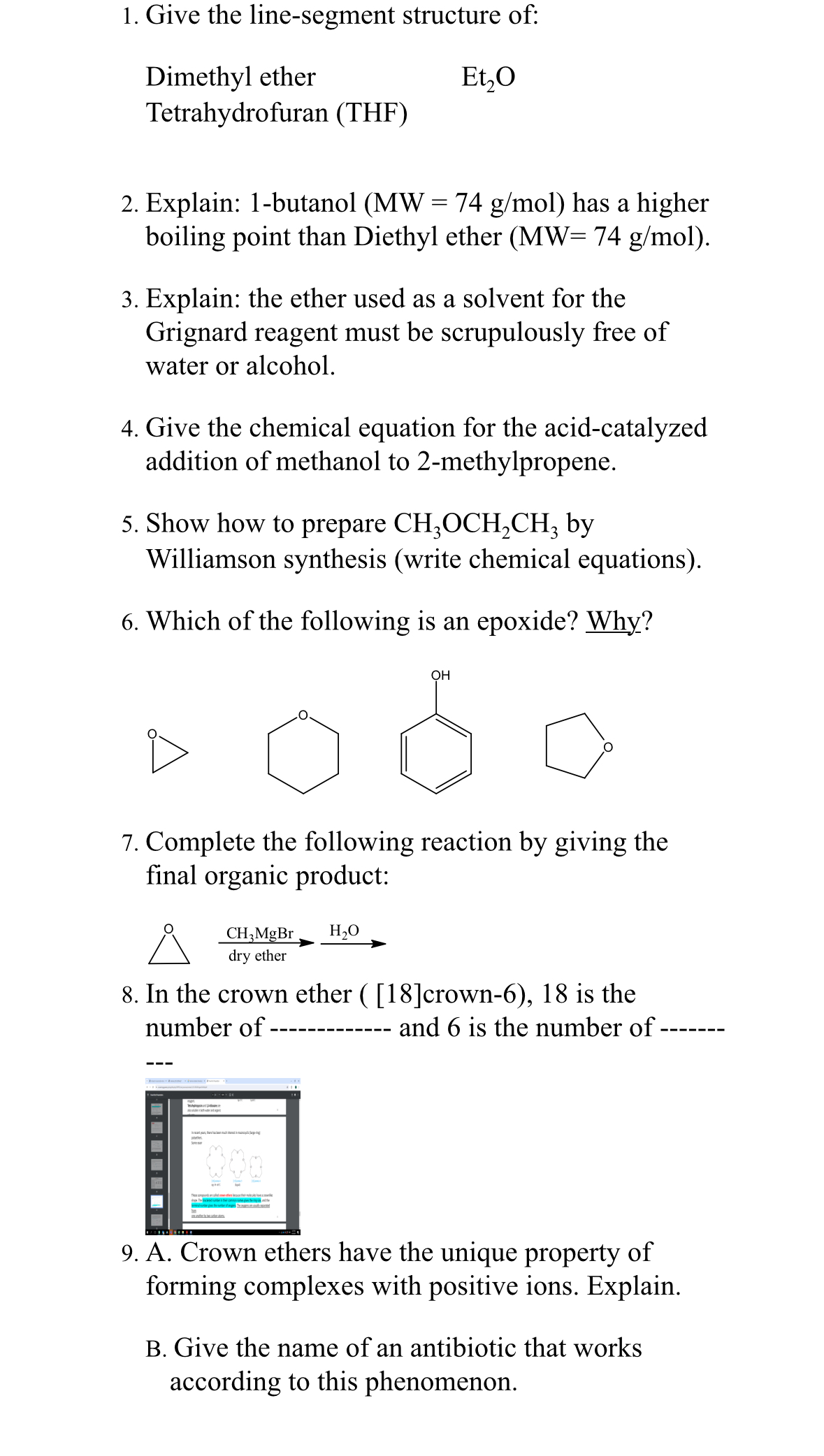 Solved Give the line-segment structure of:Dimethyl ether | Chegg.com