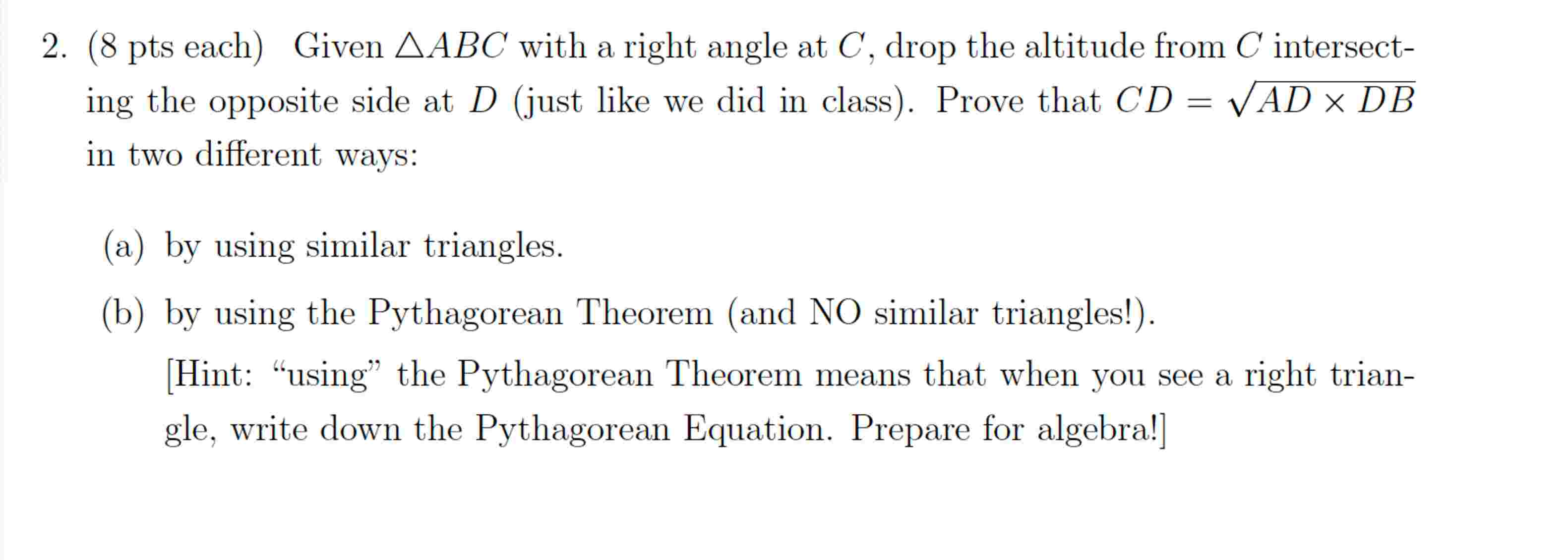 2. ( 8 ﻿pts each) ﻿Given \( \triangle A B C \) ﻿with | Chegg.com