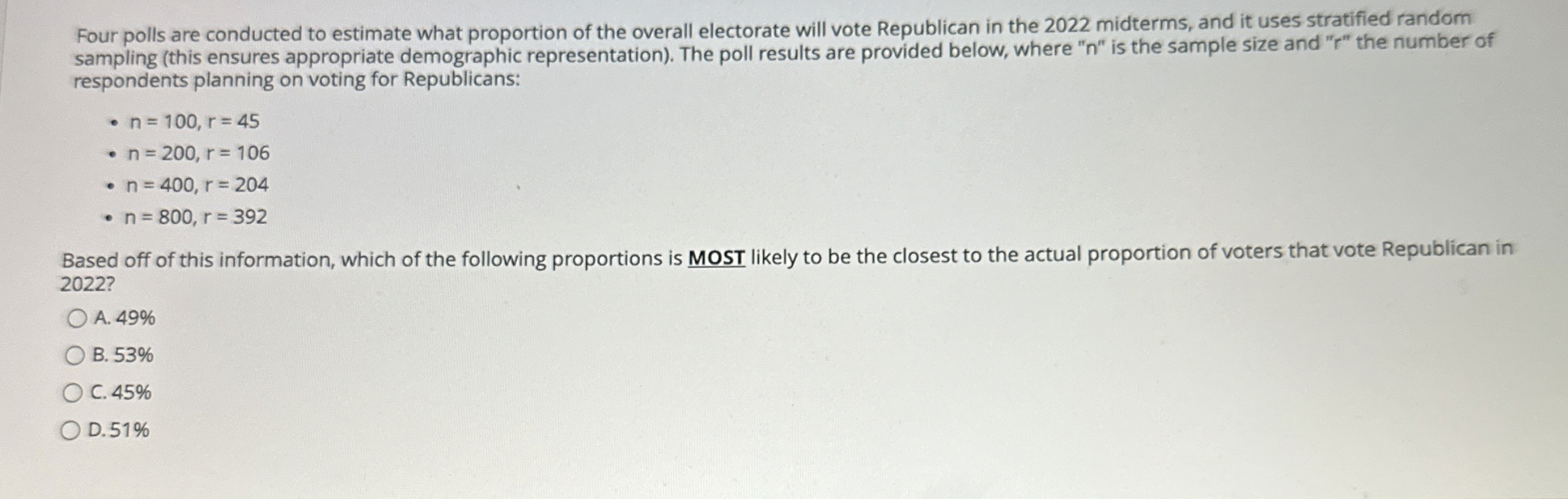 Solved Four polls are conducted to estimate what proportion | Chegg.com