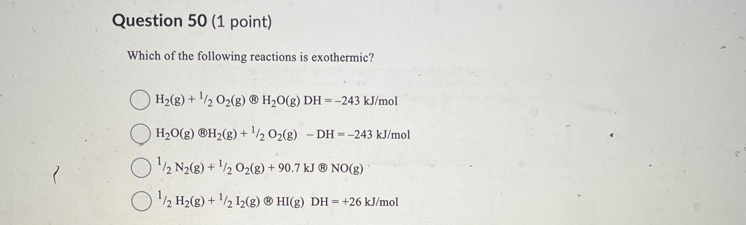 Solved Question 50 (1 ﻿point)Which of the following | Chegg.com