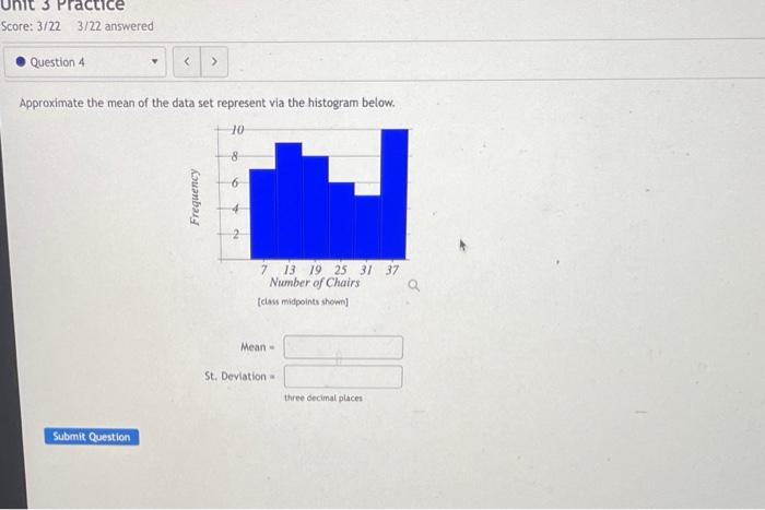 Solved Approximate the mean of the data set represent via | Chegg.com