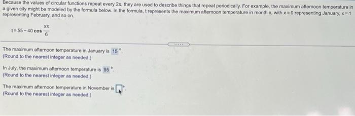 Solved Because the values of circular functions repeat every | Chegg.com