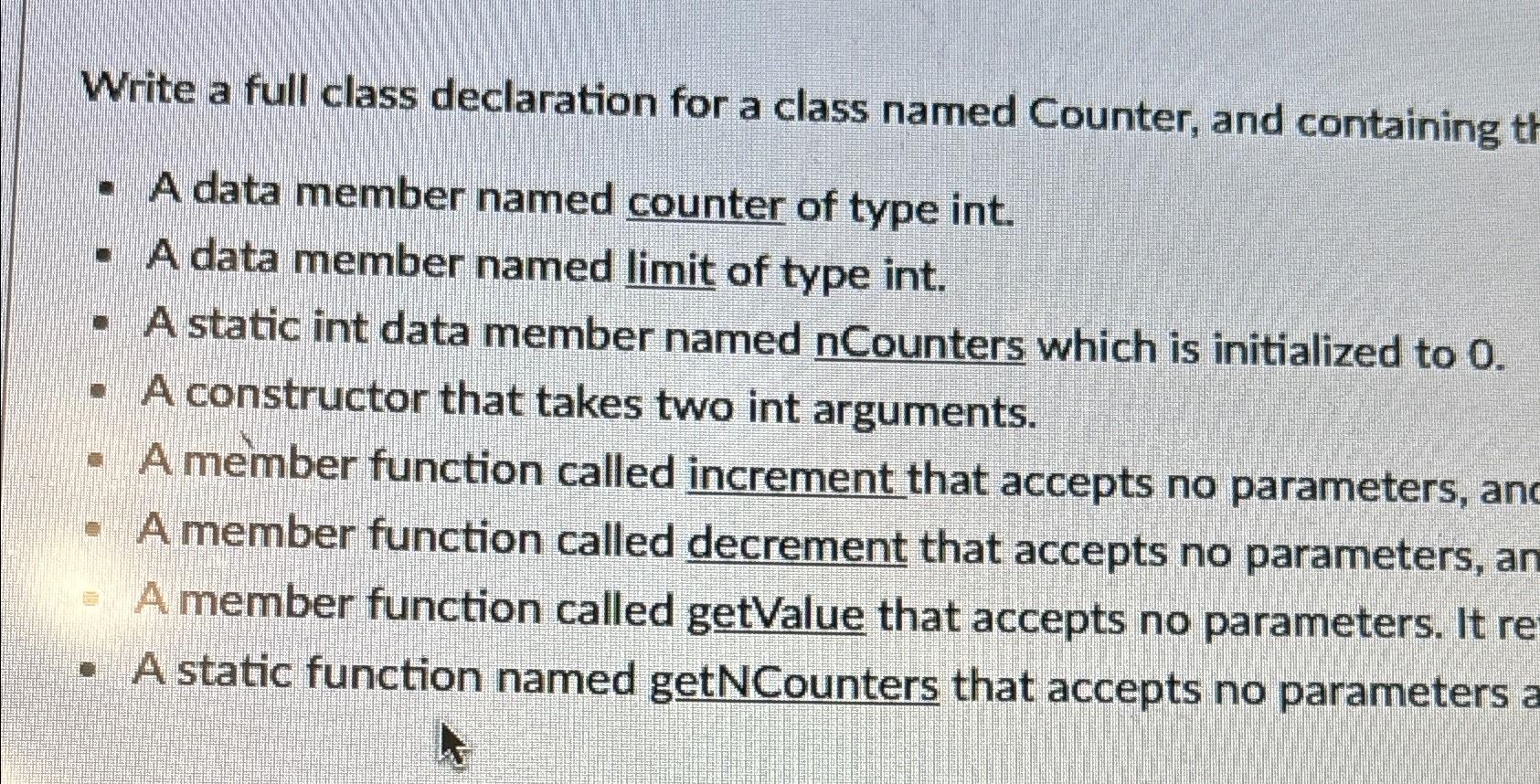 Solved Write a full class declaration for a class named | Chegg.com Solved Write a full class declaration for a class named | Chegg.com