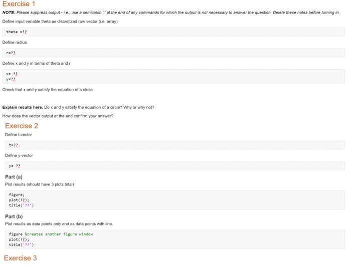 Solved Exercise 1 NOTE: Piesse suppress output - i.e. use a | Chegg.com