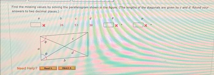 Solved Find the missing values by solving the parallelogram | Chegg.com