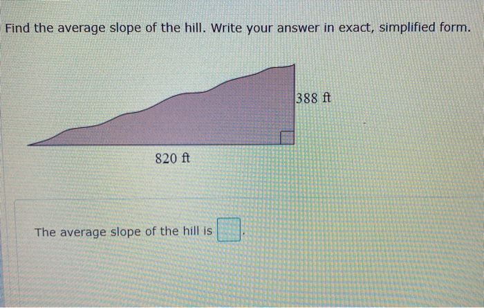 Solved Find the average slope of the hill. Write your answer | Chegg.com