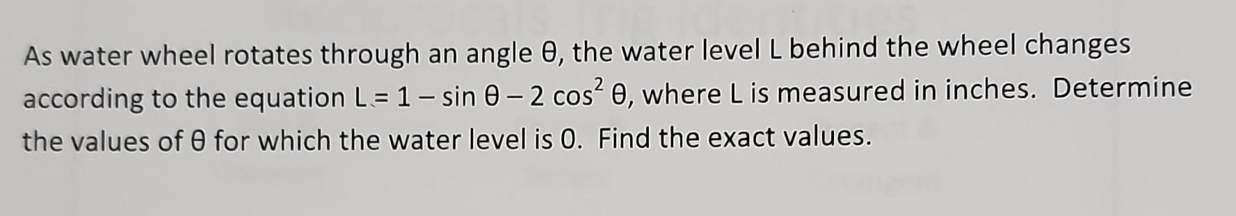 Solved As water wheel rotates through an angle θ, the water | Chegg.com