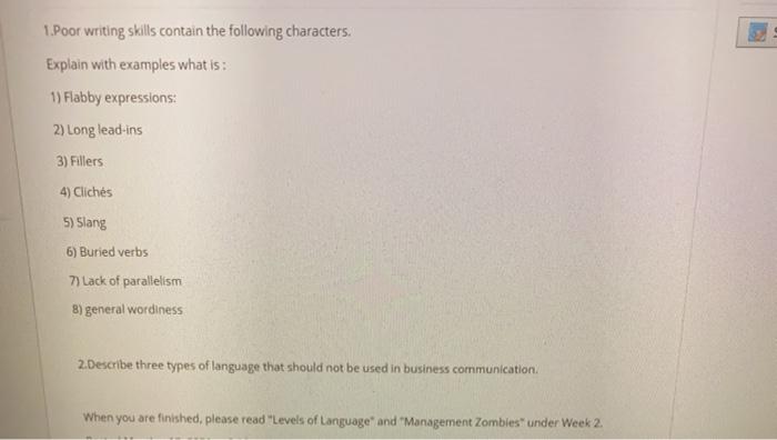 Solved 1.Poor writing skills contain the following | Chegg.com