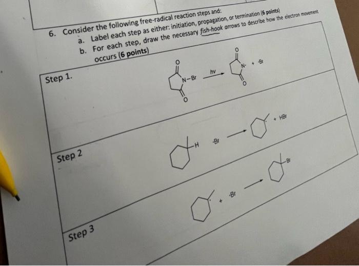Solved 6. Consider the following free-radical reaction steps | Chegg.com