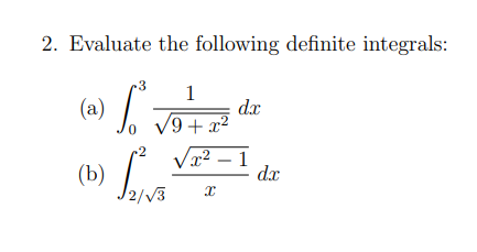 Solved Evaluate the following definite | Chegg.com