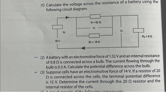 Solved (1) Calculate the voltage across the resistance of a | Chegg.com