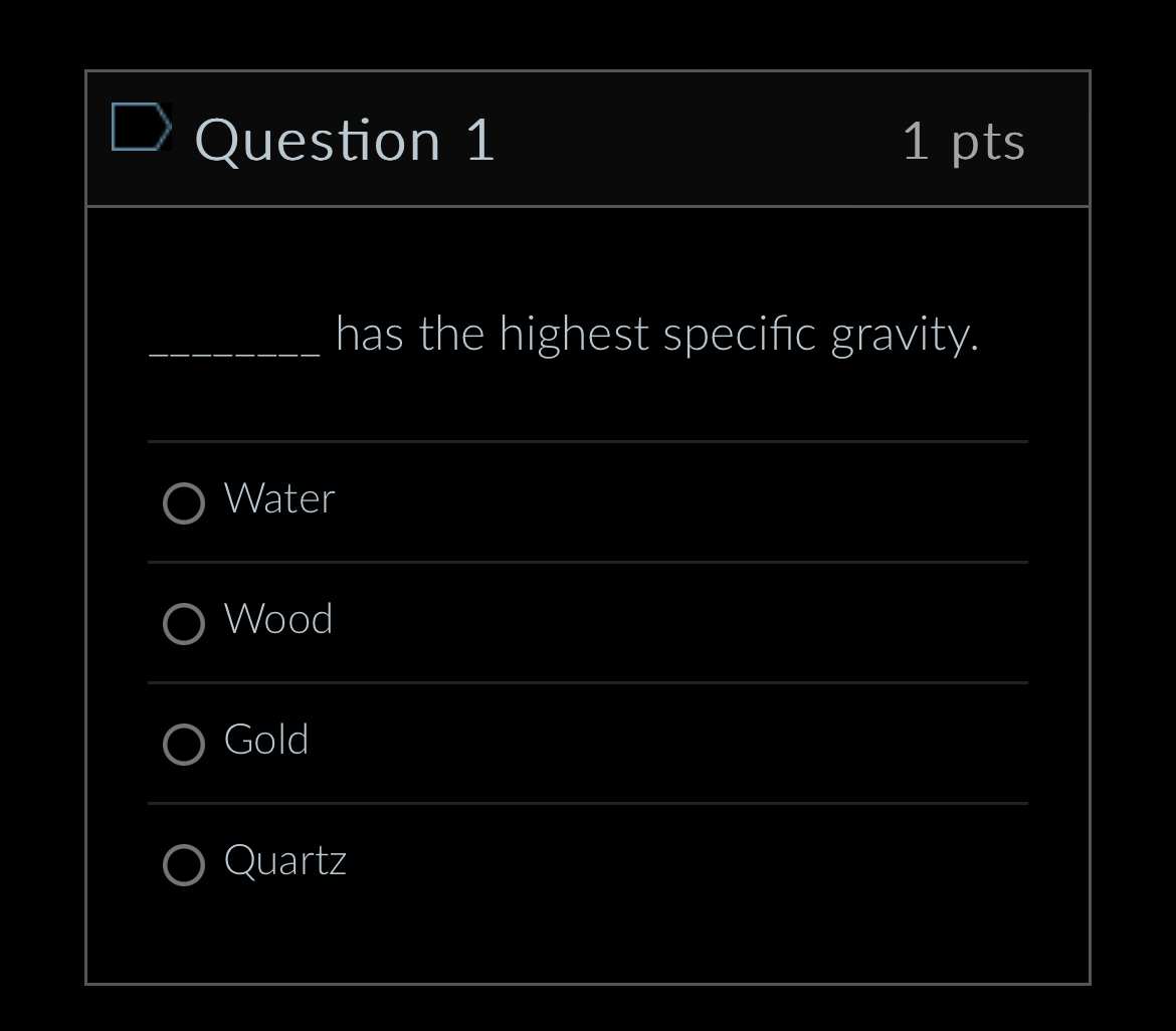 Solved Question 11 ﻿ptsq, ﻿has the highest specific | Chegg.com