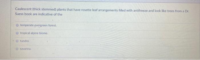 Solved Caulescent (thick stemmed) plants that have rosette | Chegg.com