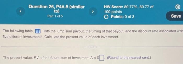 Solved The following table, lists the lump sum payout, the | Chegg.com
