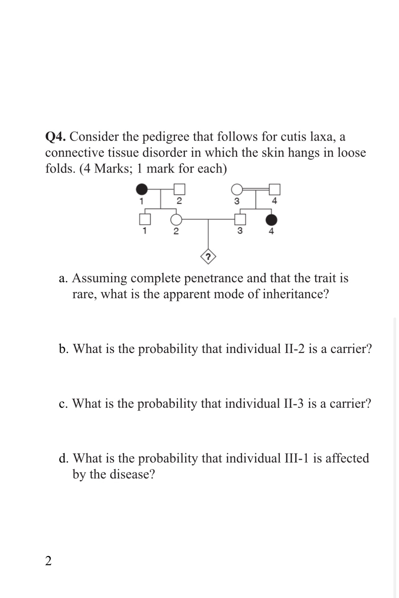 Solved Q4. ﻿Consider the pedigree that follows for cutis | Chegg.com