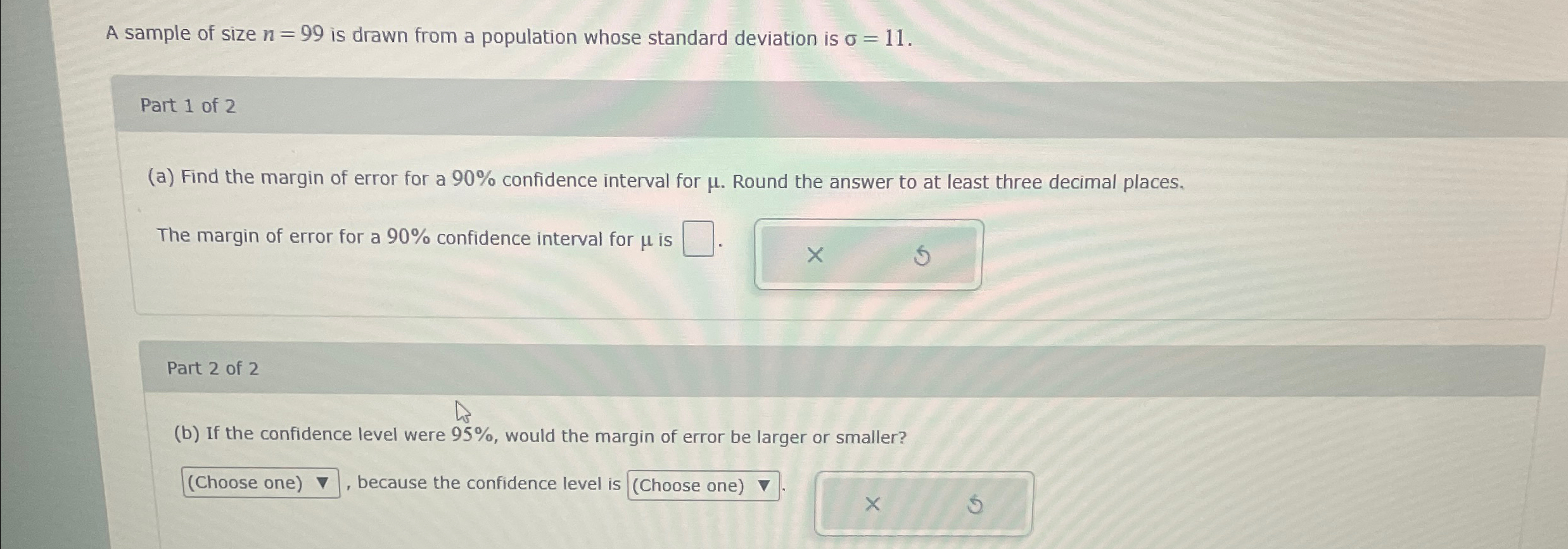 Solved A sample of size n=99 ﻿is drawn from a population | Chegg.com