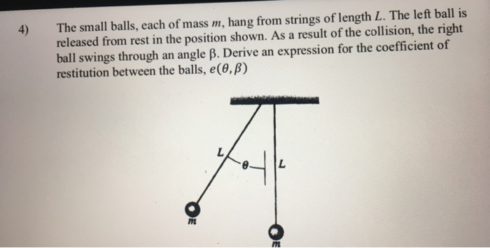 Solved The small balls, each of mass m, hang from strings of | Chegg.com
