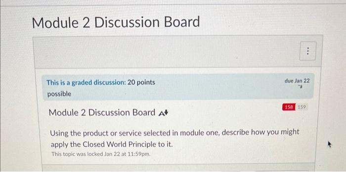 Solved Module 2 Discussion BoardFor this course, I have | Chegg.com