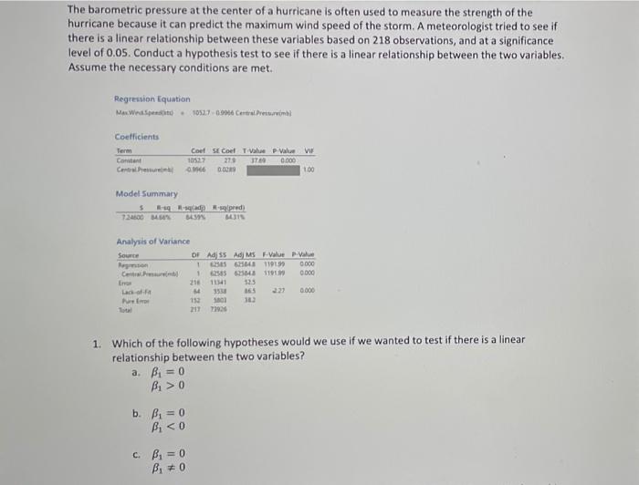 Solved The barometric pressure at the center of a hurricane | Chegg.com