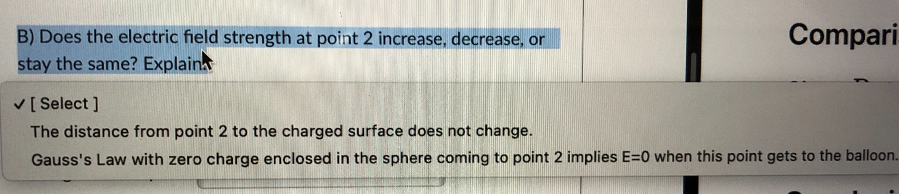 Solved B) ﻿Does the electric field strength at point 2 | Chegg.com