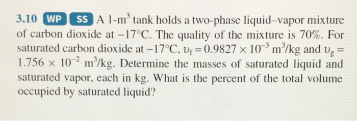 Solved 3.10 WP SS A 1-mº tank holds a two-phase liquid-vapor | Chegg.com