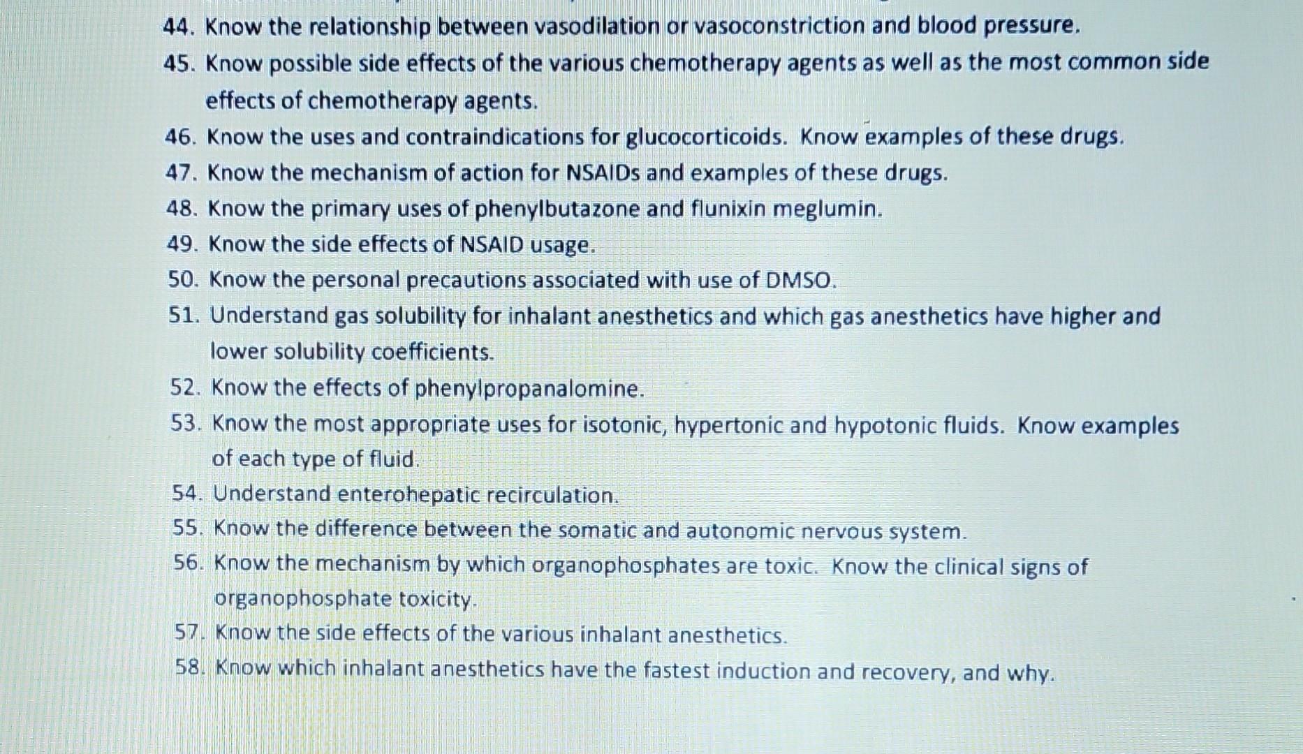 Solved 44. Know the relationship between vasodilation or | Chegg.com
