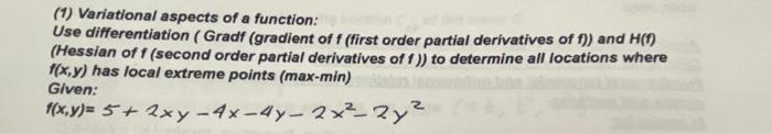 Solved (1) Variational aspects of a function: Use | Chegg.com