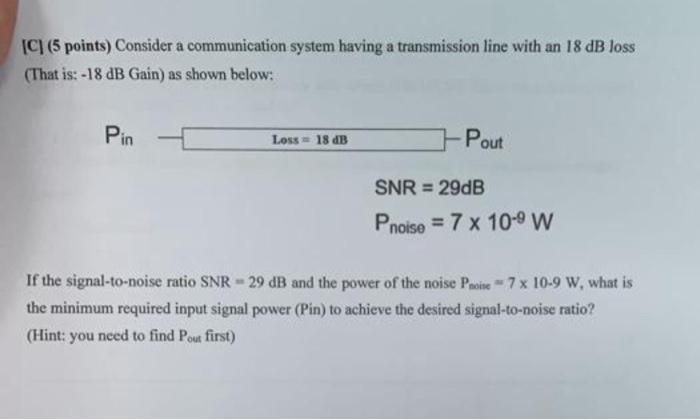 Solved [C] (5 points) Consider a communication system having | Chegg.com