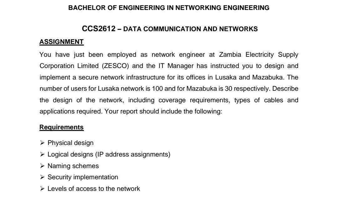 Solved Bachelor Of Engineering In Networking Engineering