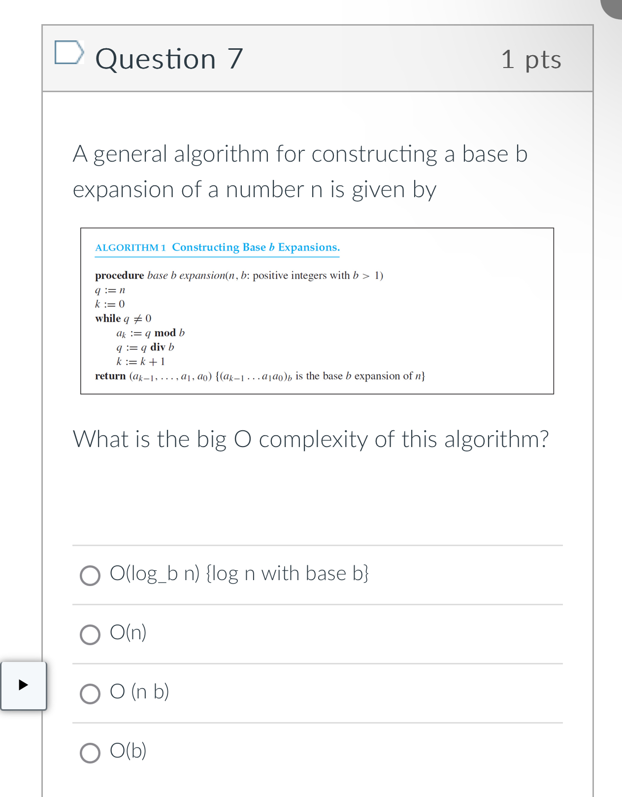 Solved Question 71ptsA general algorithm for constructing a | Chegg.com