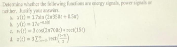 Solved Determine whether the following functions are energy | Chegg.com